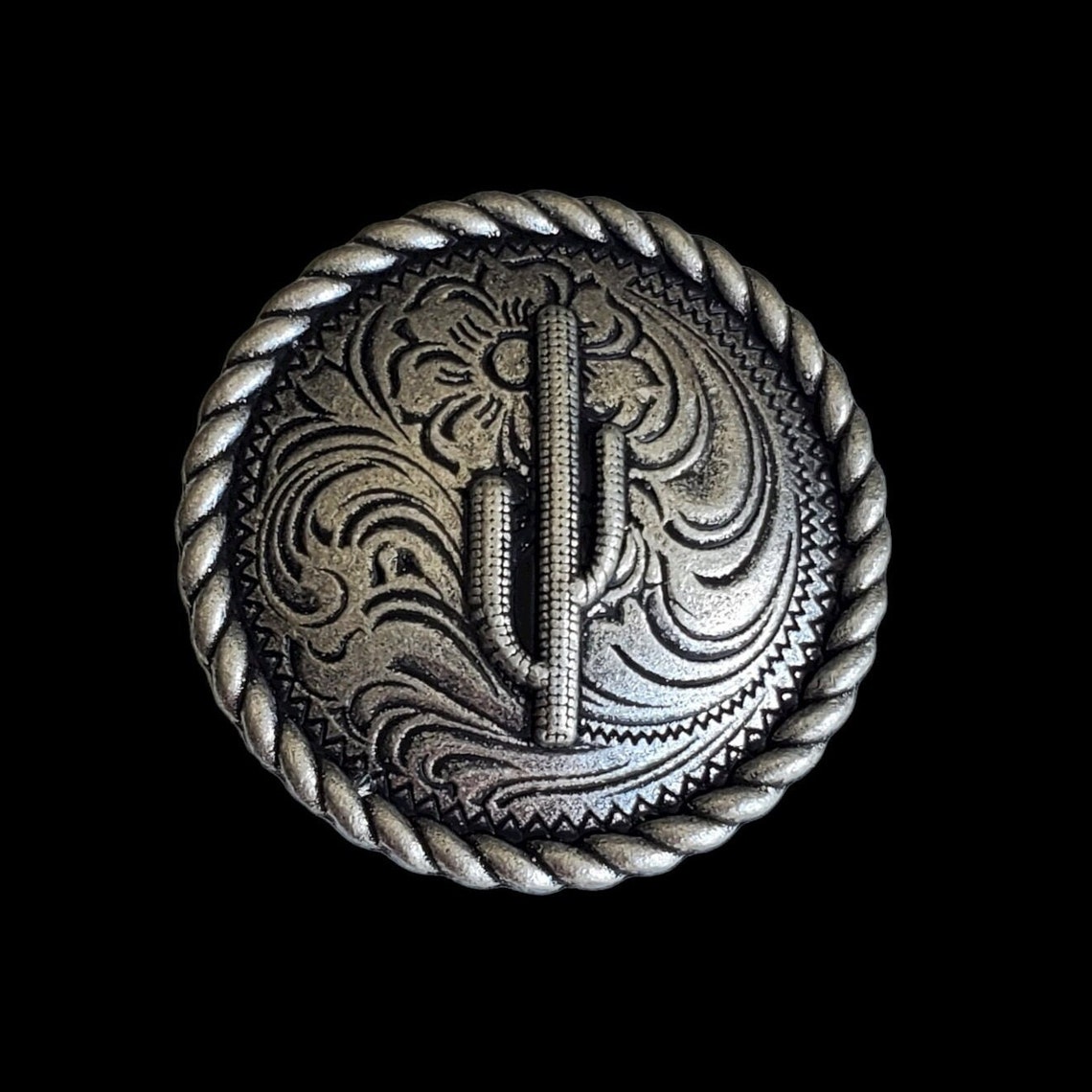 1-1/2 Screw Back Cactus Concho Ant Silver - Etsy