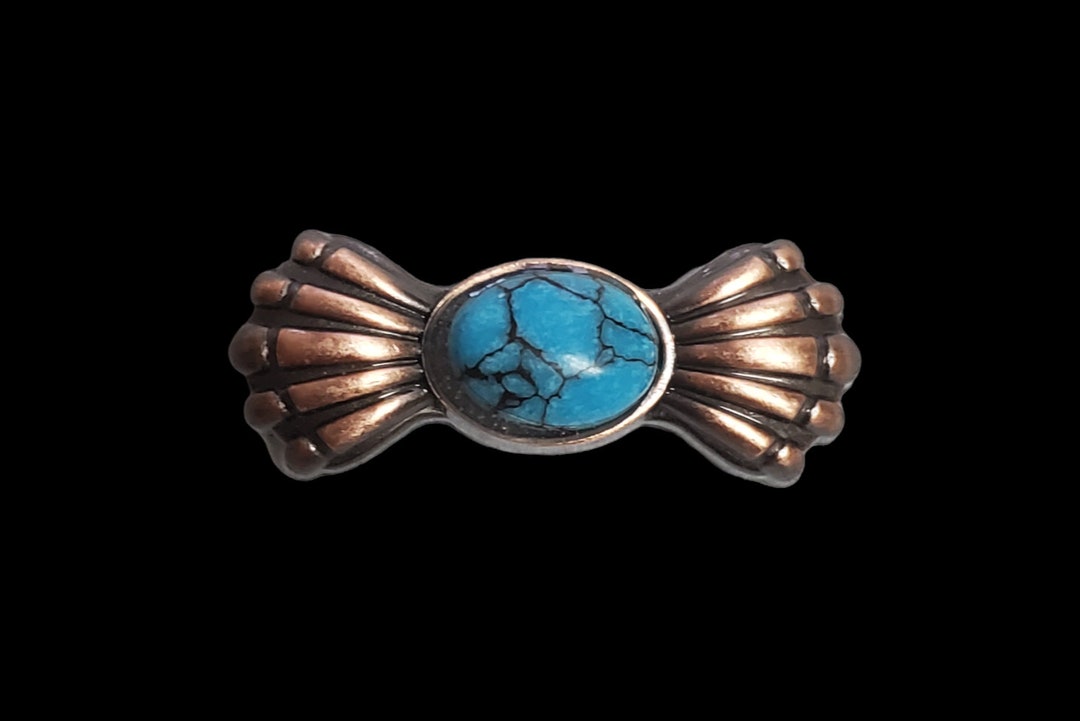 Blossom Spacer Screw-back Antique Copper Concho With Turquoise - Etsy