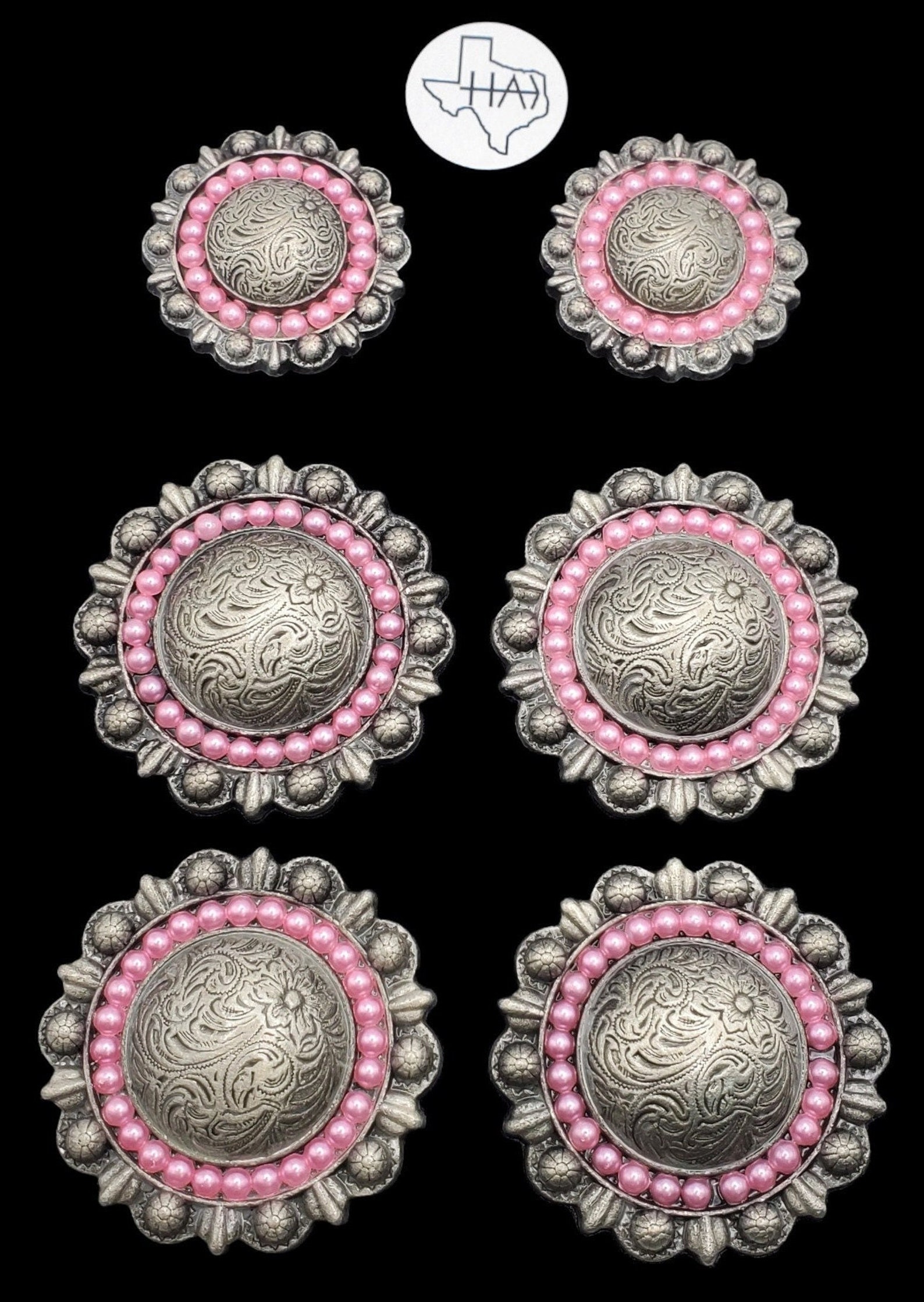 Set of 6 Saddle Concho Set Pink Cabs - Etsy