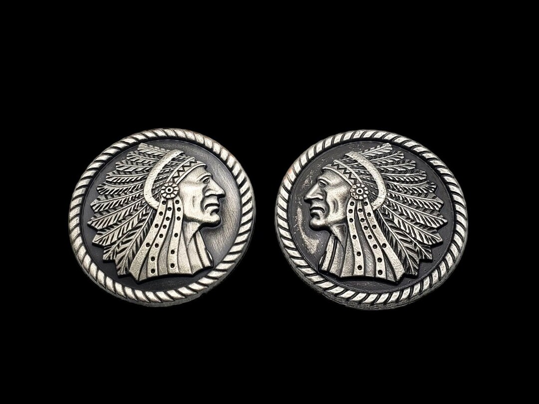 1-1/2" (pair) Indian Chief Profile ANP Screw-back Conchos - Etsy