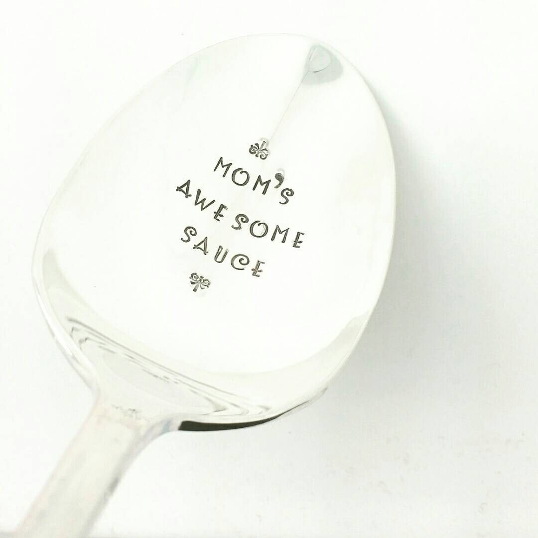 Serving Spoon mom's Awesome Sauce, Stamped Spoon, Gift for Mom, Gift ...