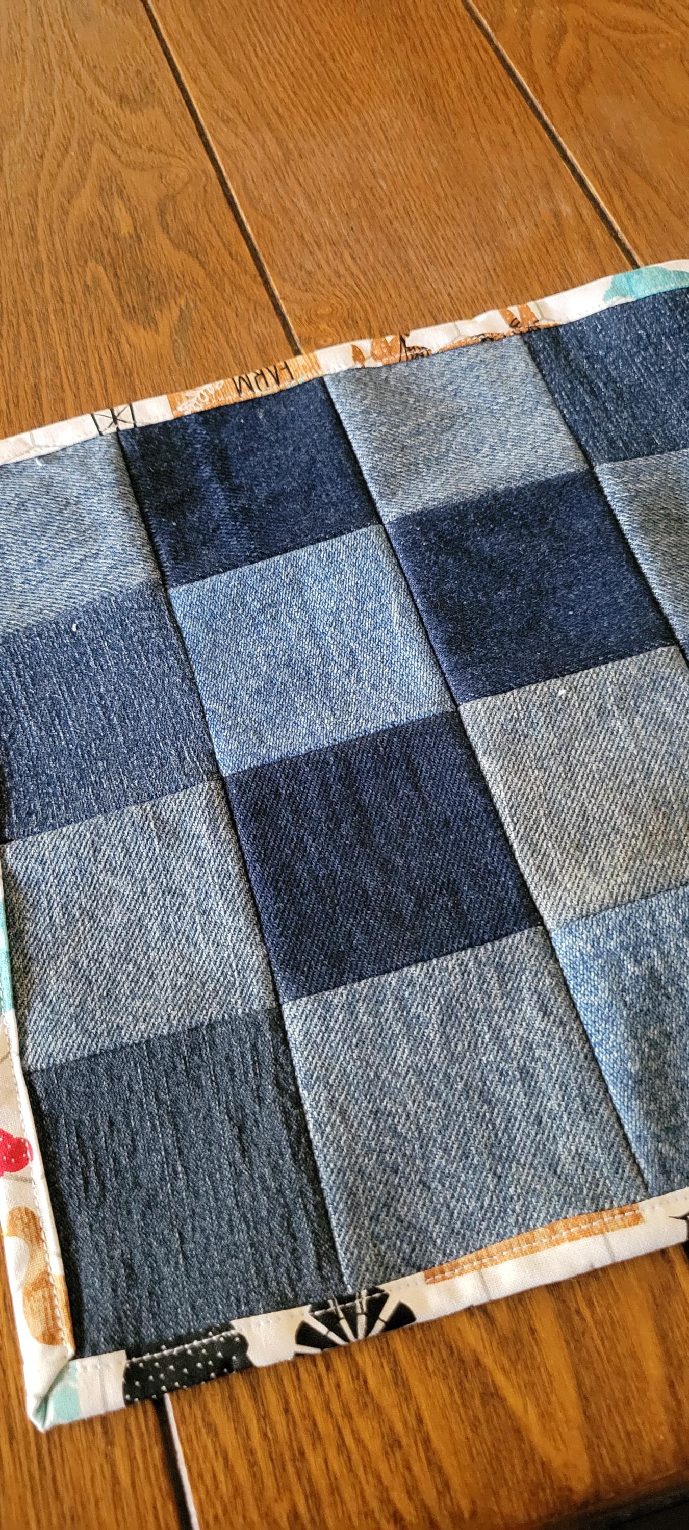Upcycled Denim Placemats – Set of 2 – Handmade Patchwork Table Mats ...