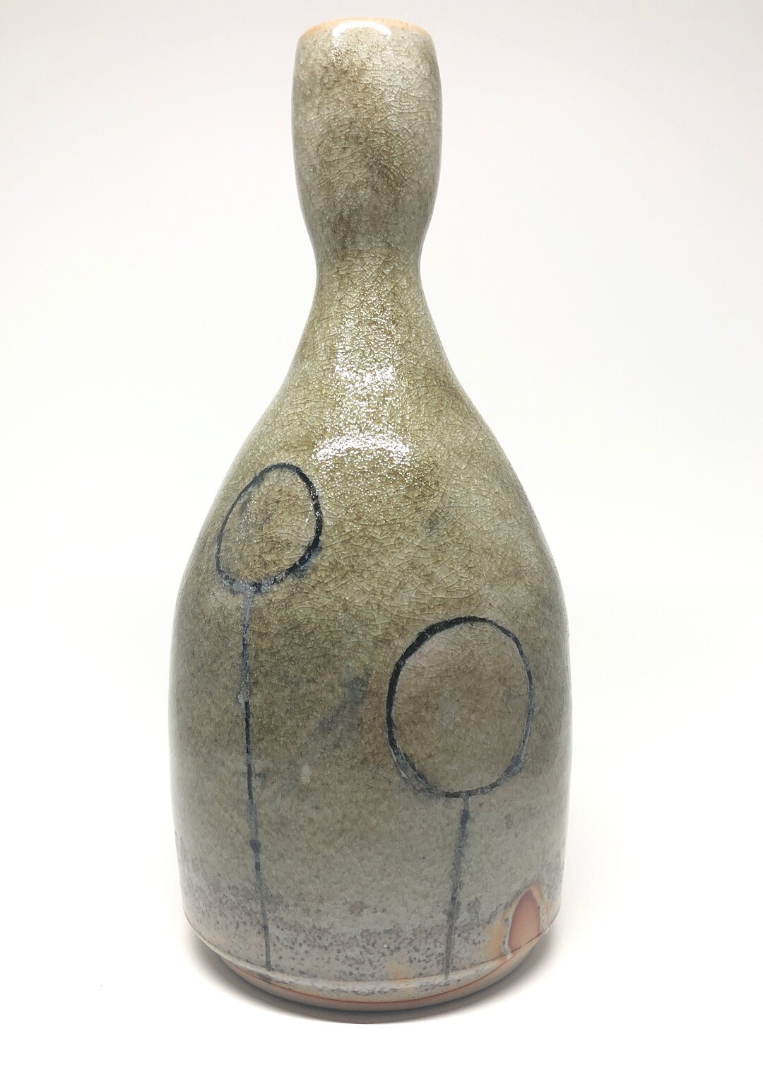 Ceramic Bottle With Modern Floral Design, Ceramic Vase, Ceramic Bottle ...