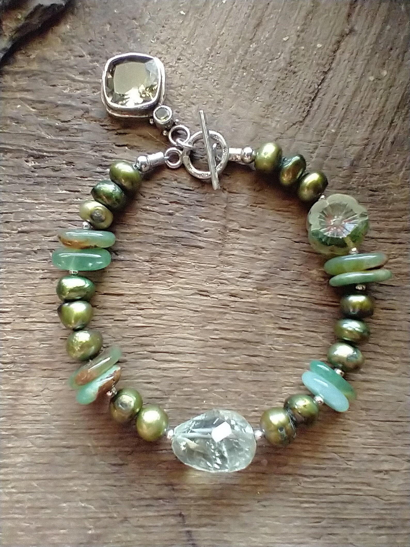 Prasiolite Chrysoprase and Freshwater Pearls Modern Bohochic - Etsy