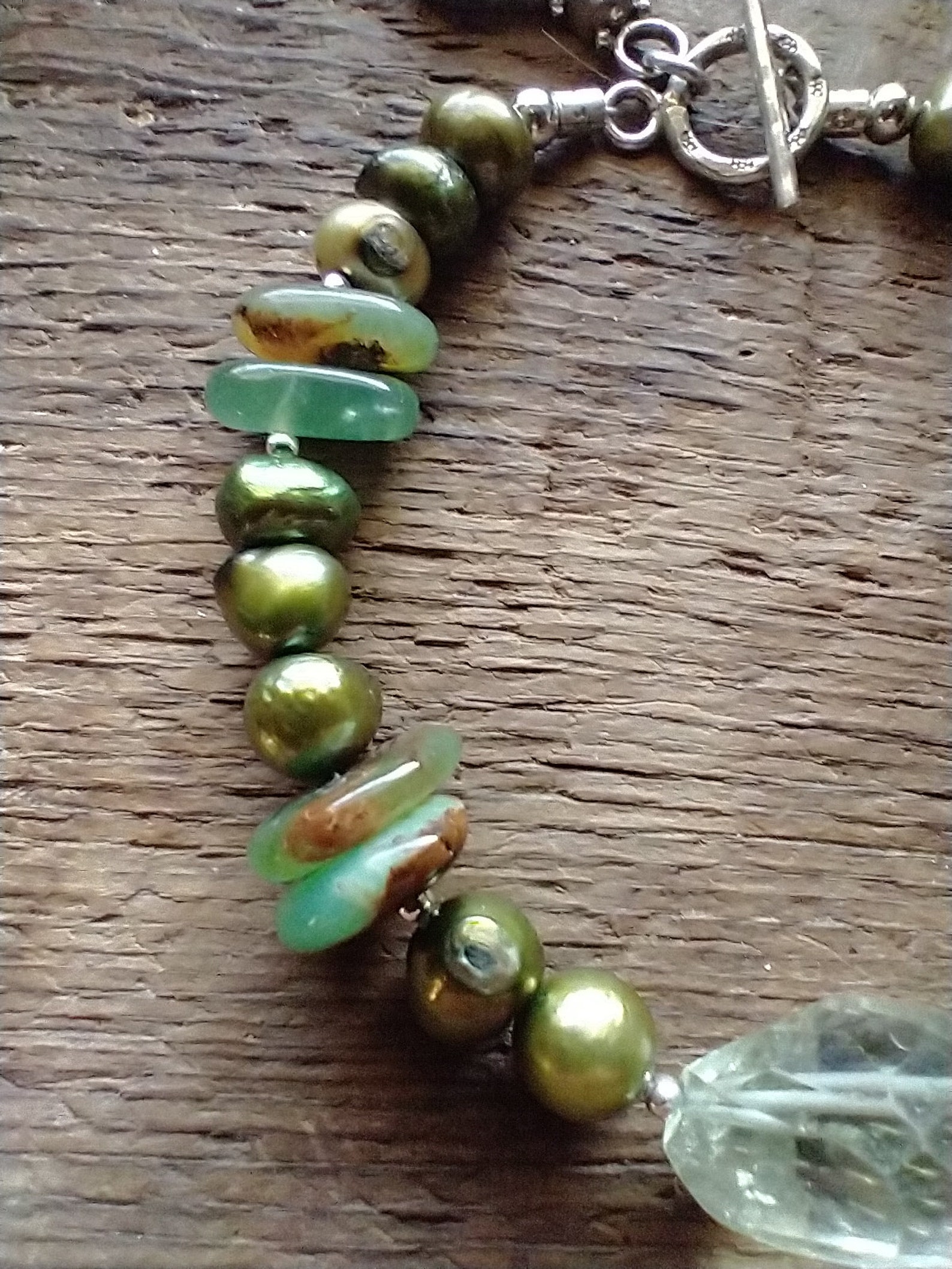 Prasiolite Chrysoprase and Freshwater Pearls Modern Bohochic - Etsy