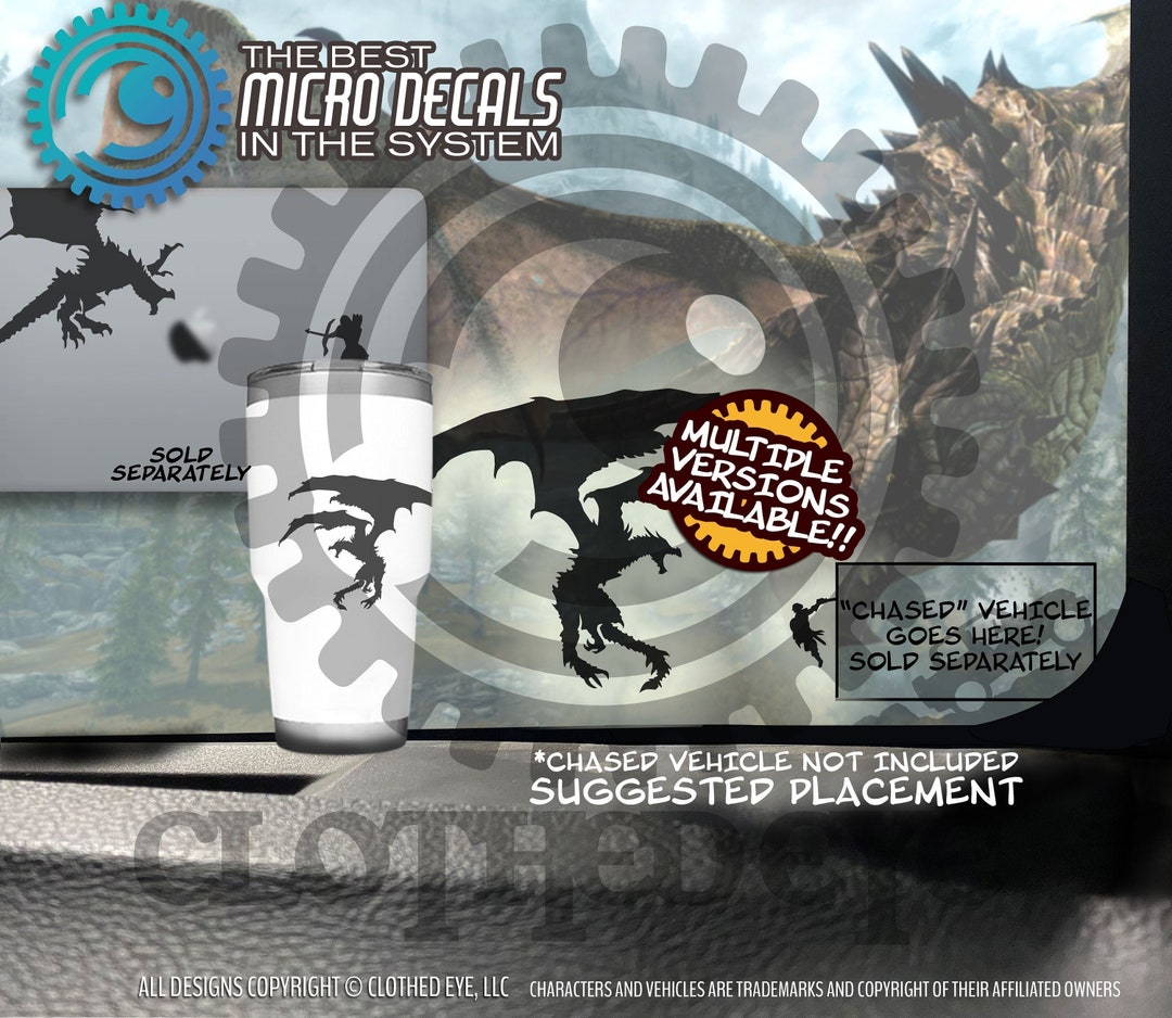 Bad Ass Dragon Attack Vinyl Easter Egg Micro Decal Windshield Chaser ...