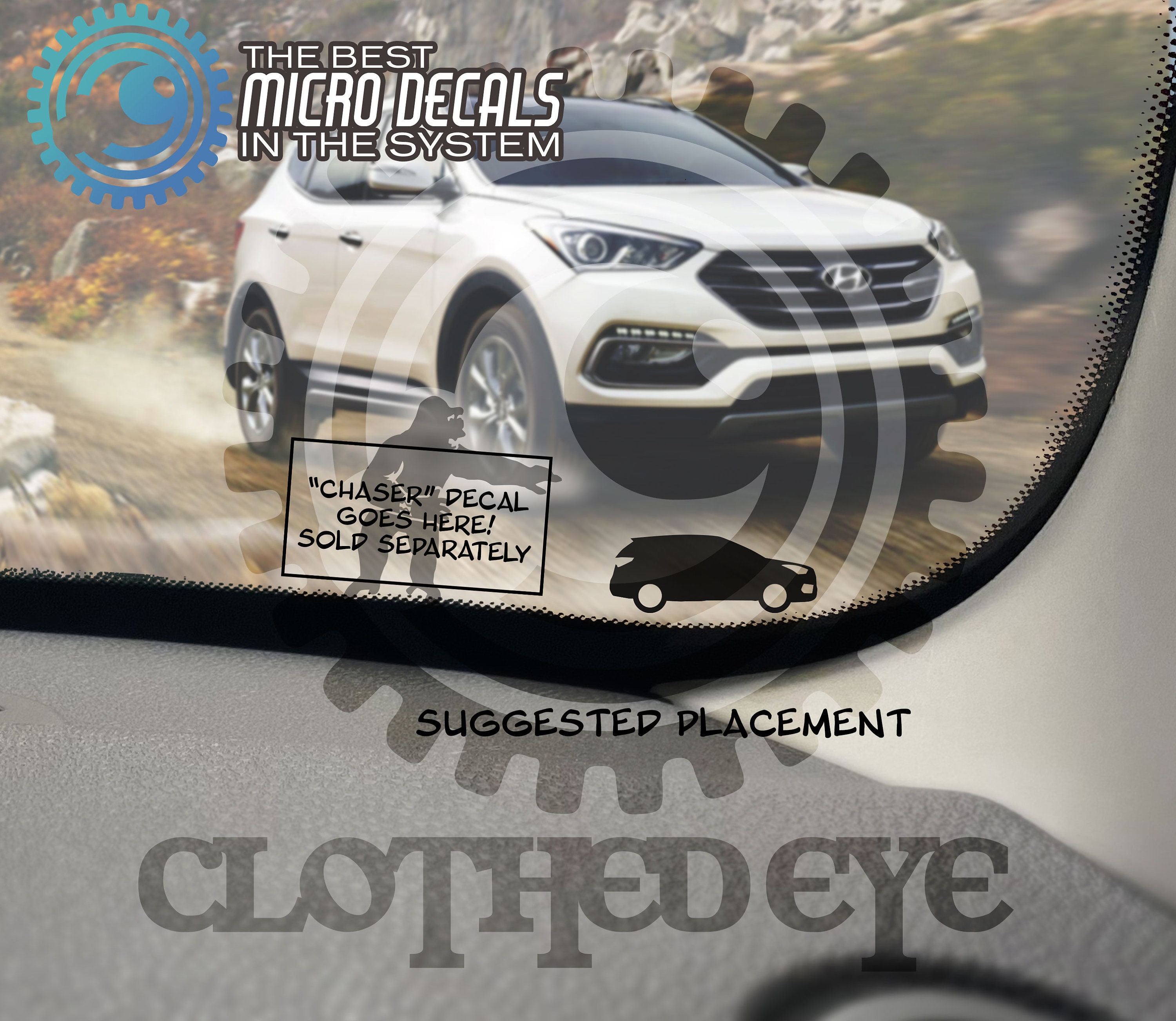 Chased Vehicle for Hyundai Santa Fe Sport Vinyl Window Decal Windshield ...
