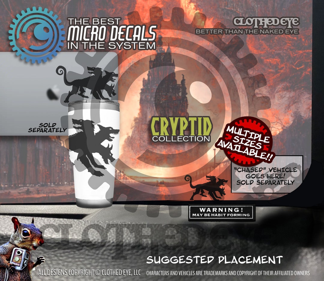 Three Headed Demon Dog Cerberus Vinyl Easter Egg Micro Decal Windshield ...