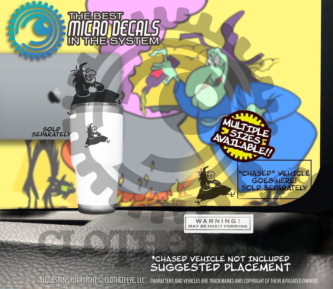 Cackling Cartoon Witch Hazel Vinyl Easter Egg Micro Decal Windshield ...