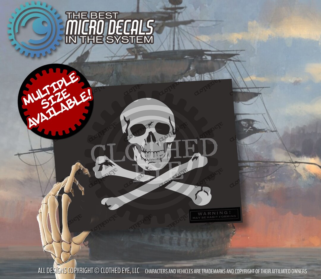 Jolly Roger Skull and Crossbones Vinyl Decal - Pirate Flag Car Sticker ...