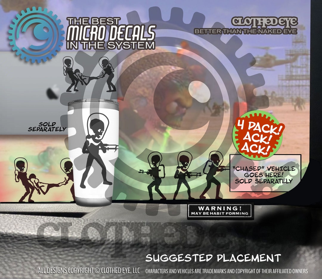 Martian Invaders 4 Pack Ack Ack Vinyl Easter Egg Micro Decal Windshield ...