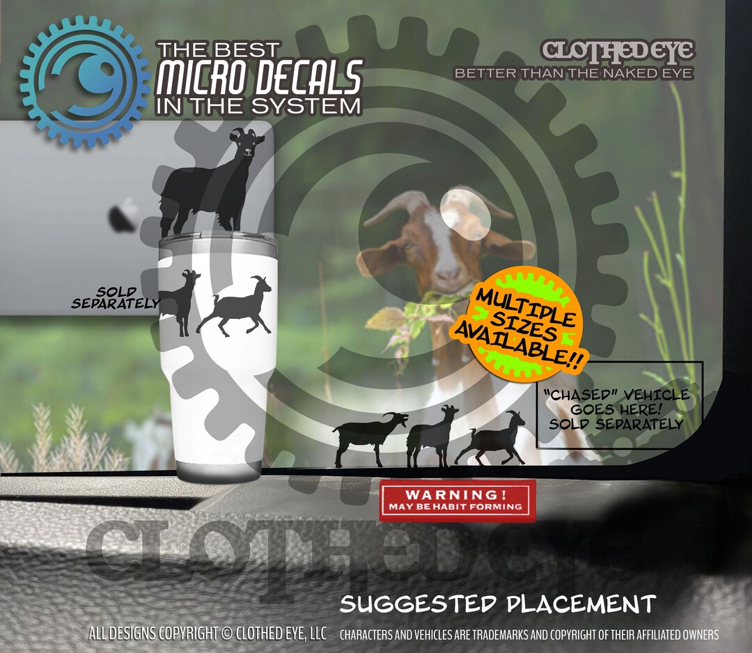 Goat Three Pack Vinyl Easter Egg Micro Decal Windshield Chaser Sticker ...