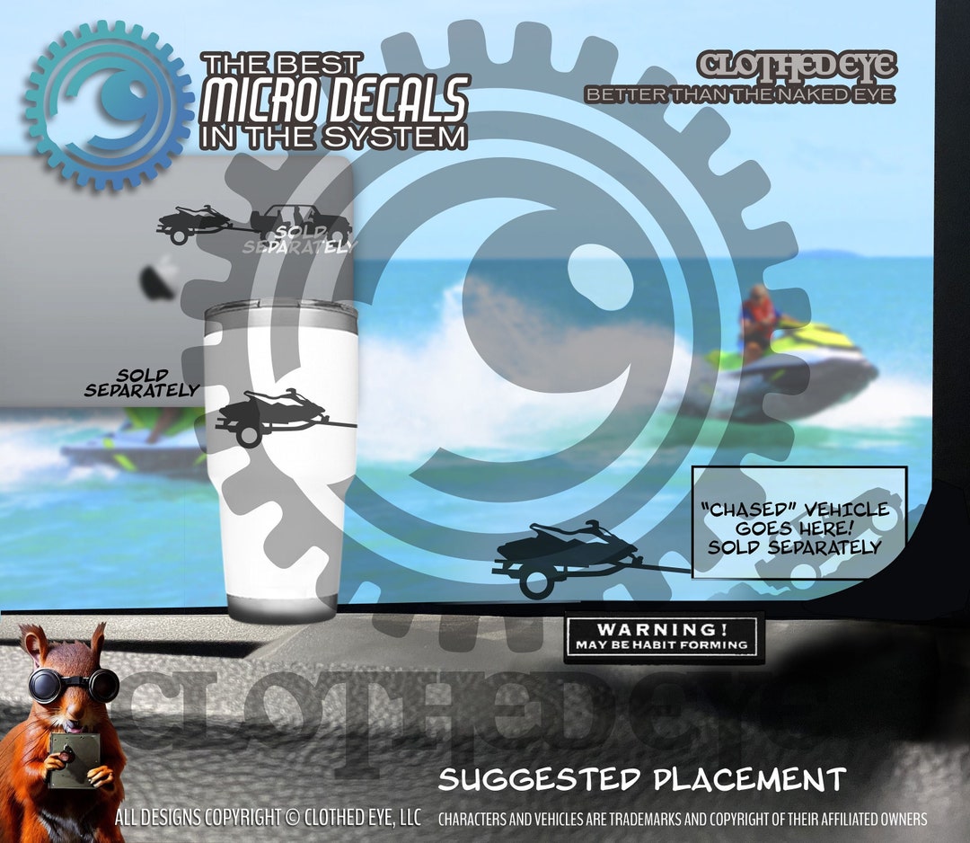 Waverunner on a Trailer Vinyl Easter Egg Micro Decal Windshield Chaser ...