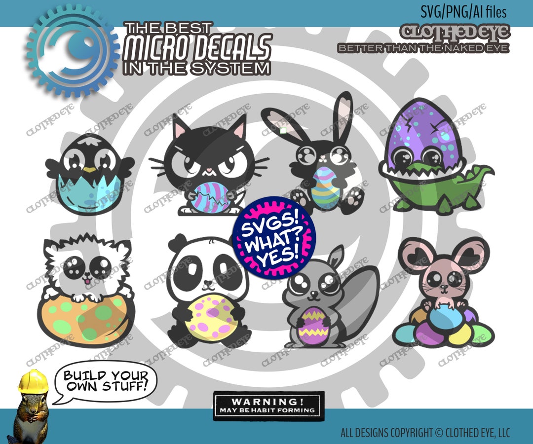Super Cute Easter Egg Holding Critters SVG / PNG / AI Files Kawaii Like ...