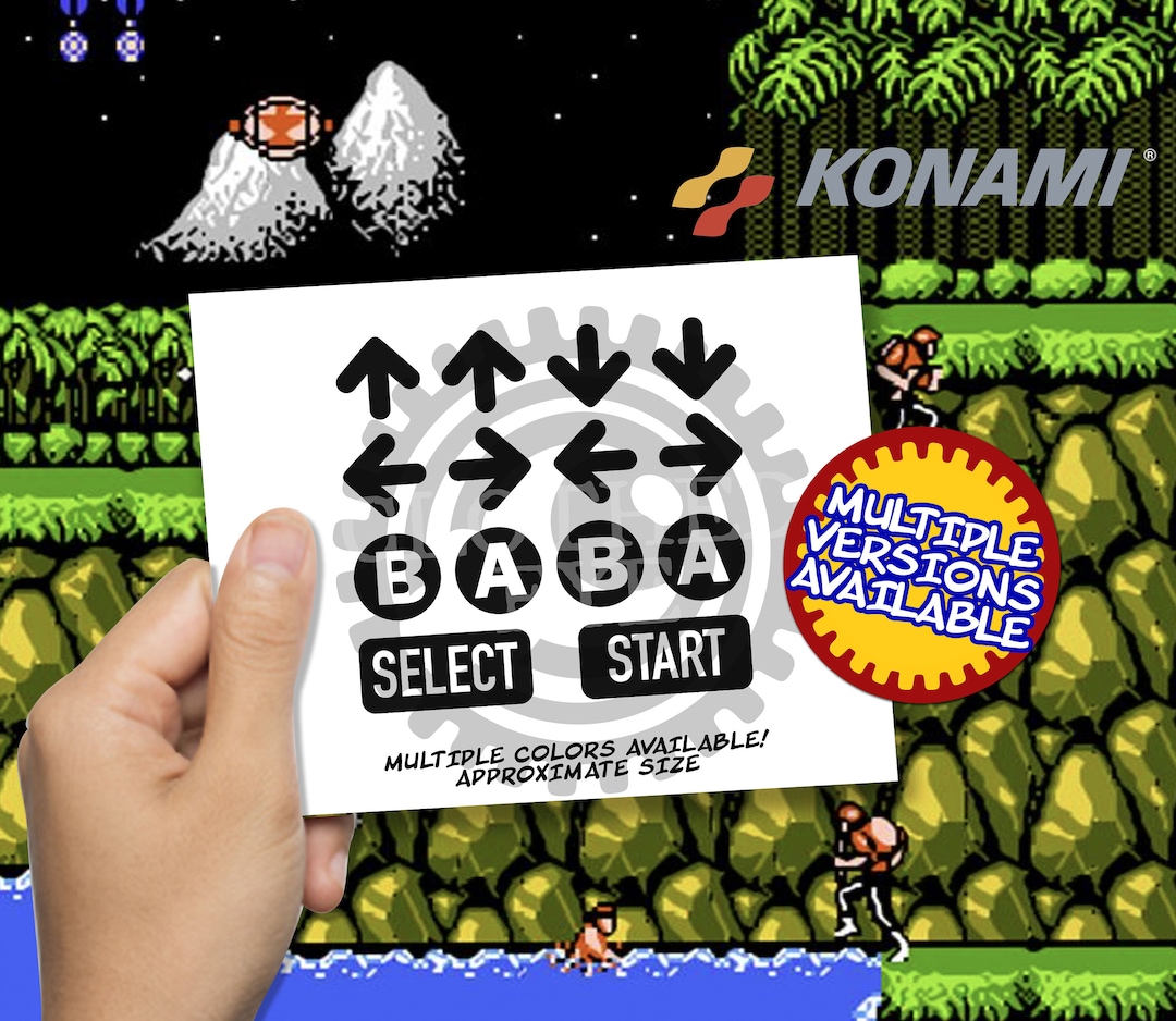 Konami Code Video Game Cheat Vinyl Decal! Classic Cheat Code for Konami ...