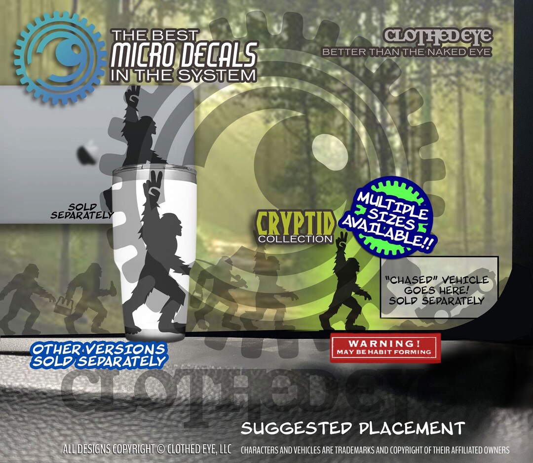 Bigfoot Peace Sign Vinyl Easter Egg Micro Decal Windshield Chaser ...