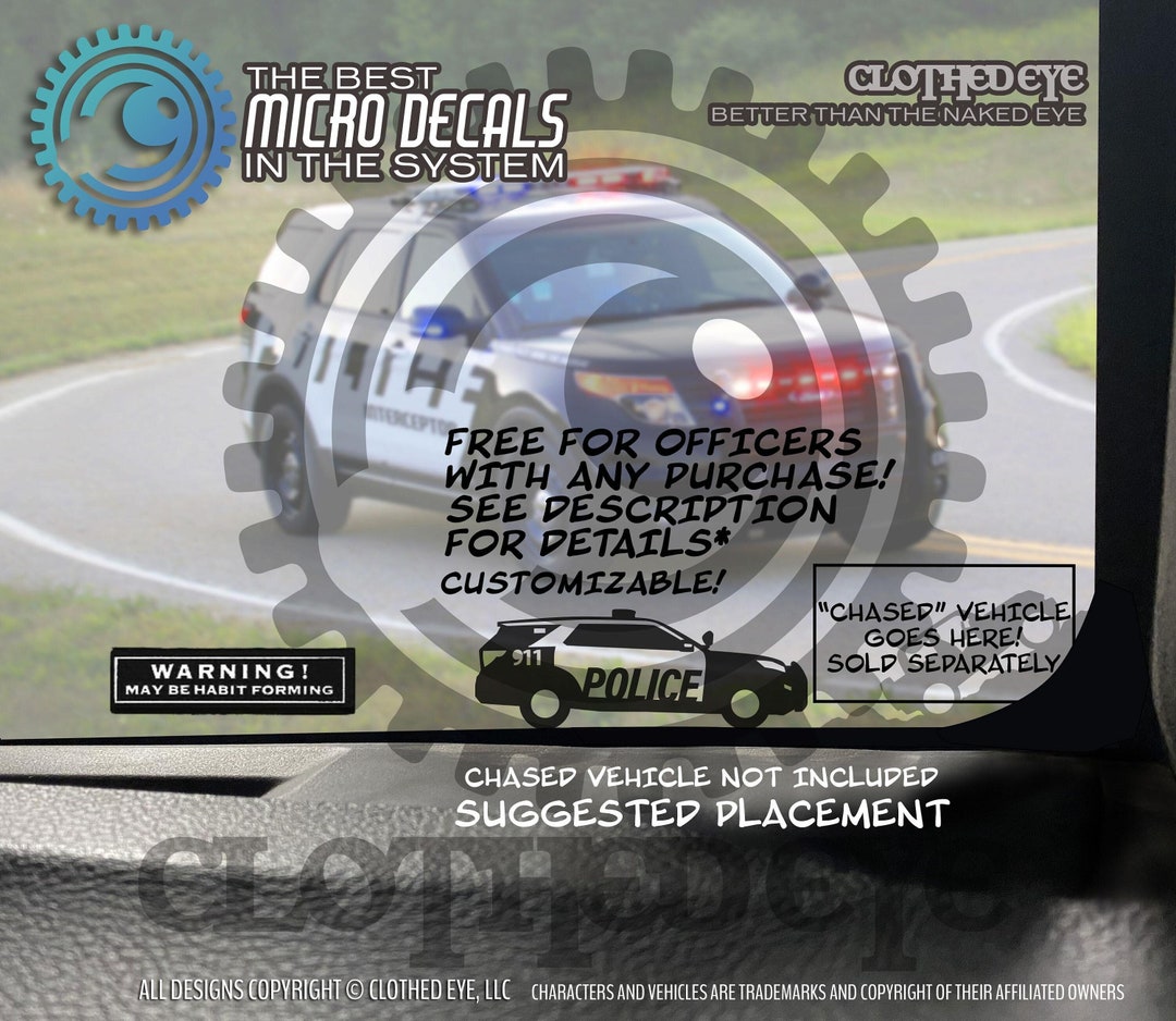 Police Interceptor SUV Vinyl Easter Egg Micro Decal Windshield Chaser ...