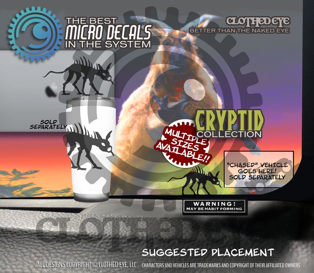 Chupacabra Goat Sucking Demon Dog Vinyl Easter Egg Micro Decal Windshield Chaser Sticker Cryptid ...