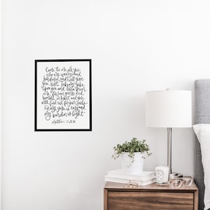 Come to Me All Who Are Weary Printable Wall Art Scripture | Matthew 11 ...