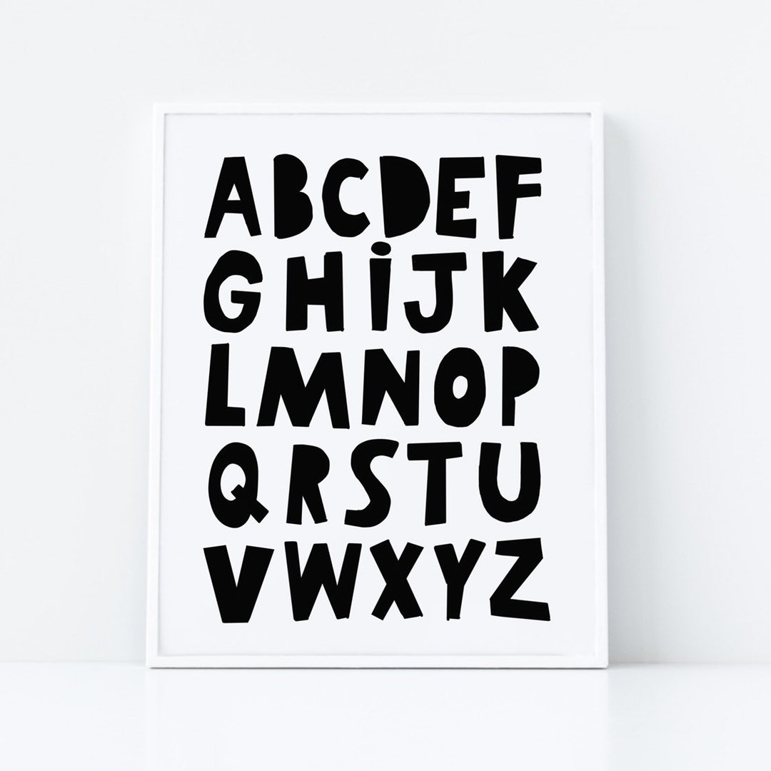 Alphabet Printable Wall Art | Abc's Print Black and White Kids Room ...