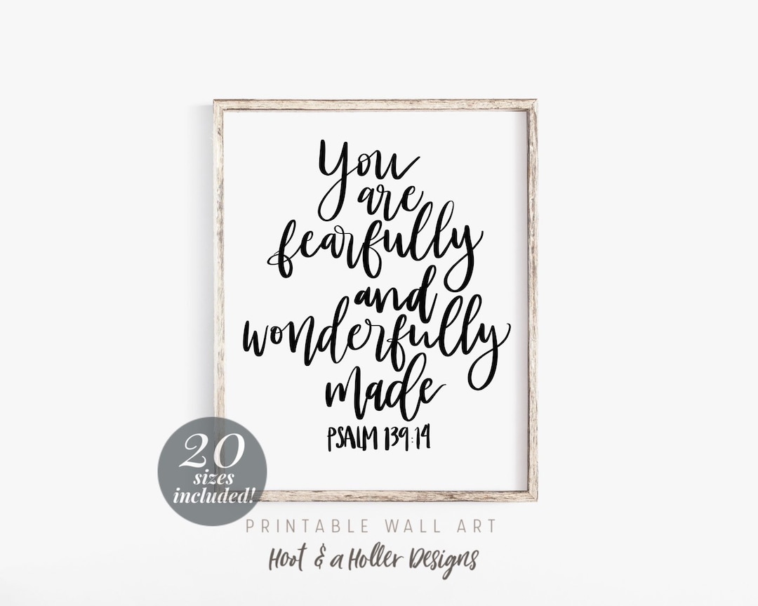 You Are Fearfully and Wonderfully Made Printable Wall Art | Bible Verse ...
