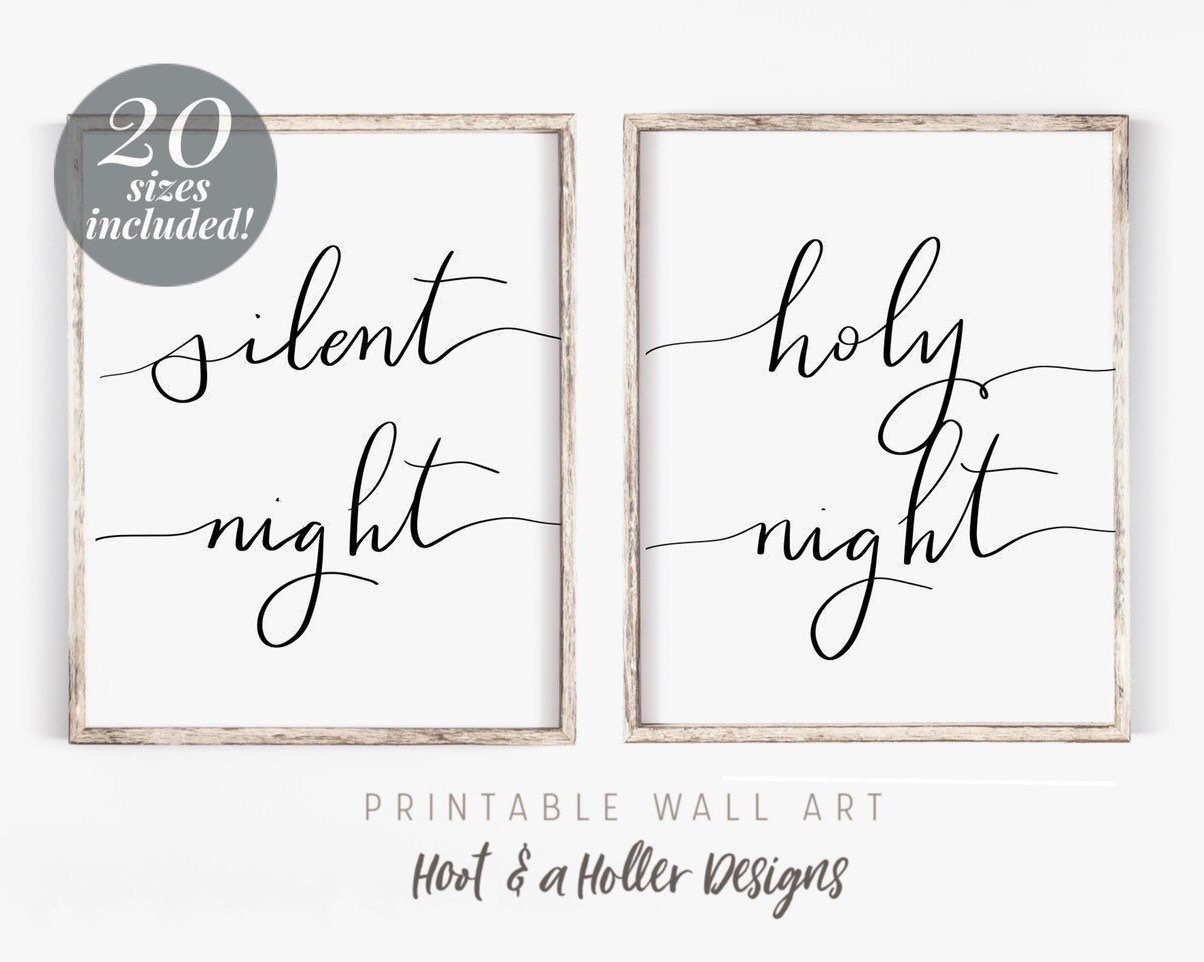 Silent Night Holy Night Printable Wall Art Christmas Print | Etsy