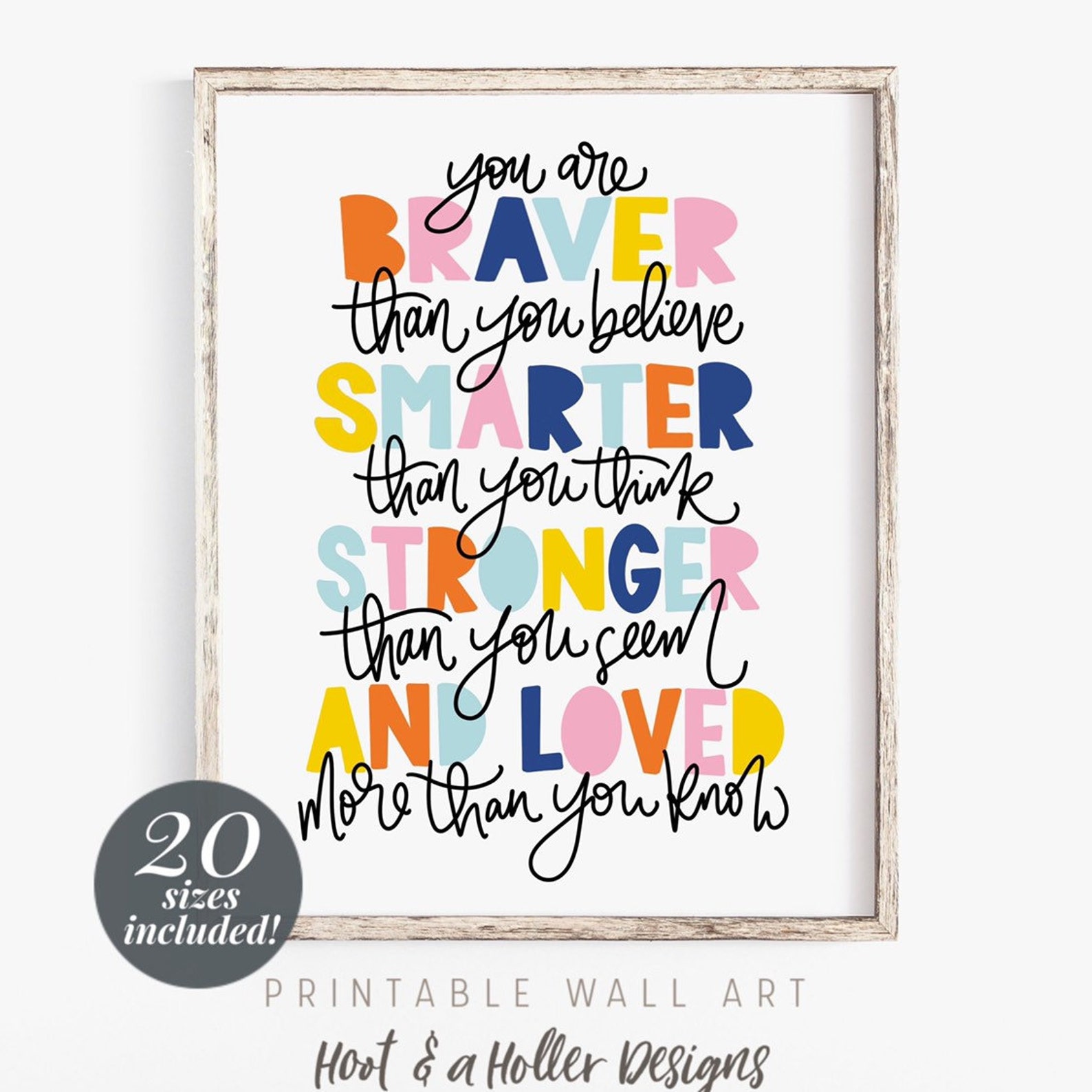 You Are Braver Than You Believe Poster Printable Wall Art | Nursery ...