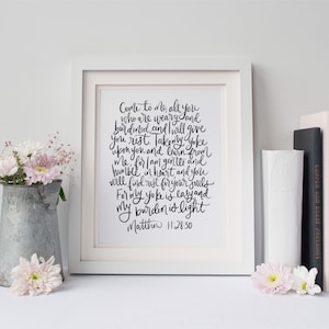 Come to Me All Who Are Weary Printable Wall Art Scripture | Matthew 11 ...