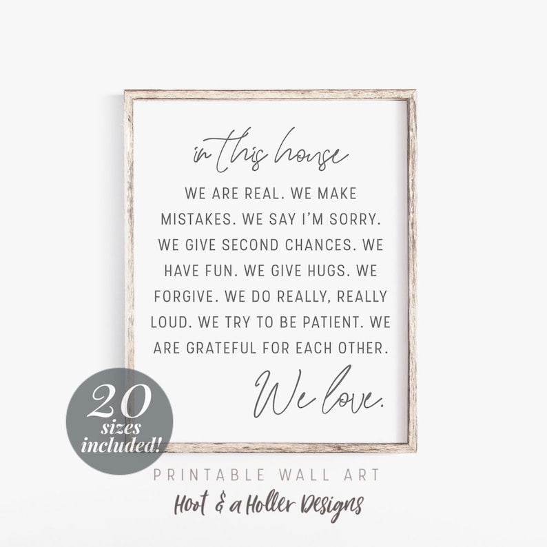 In This House Printable Wall Art Family Wall Decor Family - Etsy