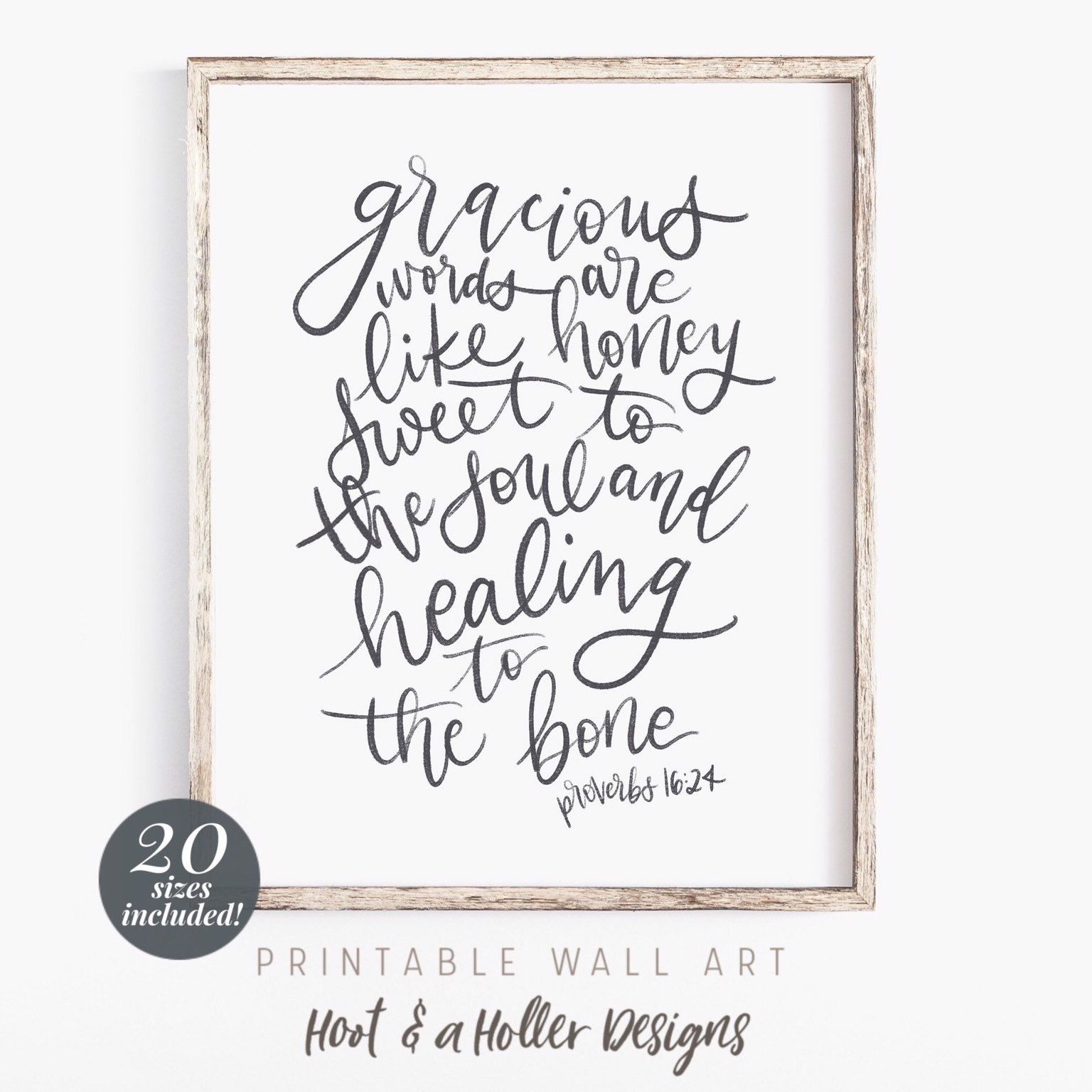 Gracious Words Are Like Honey Printable Wall Art Scripture | Etsy