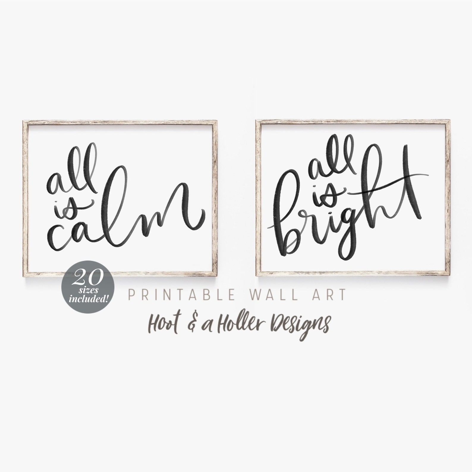 All is Calm and Bright Printable Wall Art | Christmas Set of 2 Prints ...