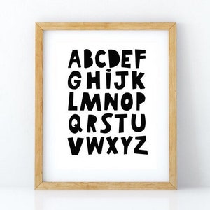 Alphabet Printable Wall Art | Abc's Print Black and White Kids Room ...