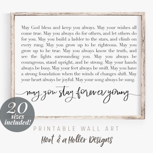 May You Stay Forever Young Printable Wall Art | Bob Dylan Print | Rod ...