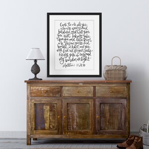 Come to Me All Who Are Weary Printable Wall Art Scripture | Matthew 11 ...