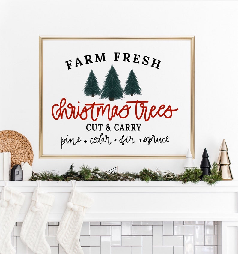 Farm Fresh Christmas Trees Printable Wall Art Christmas - Etsy