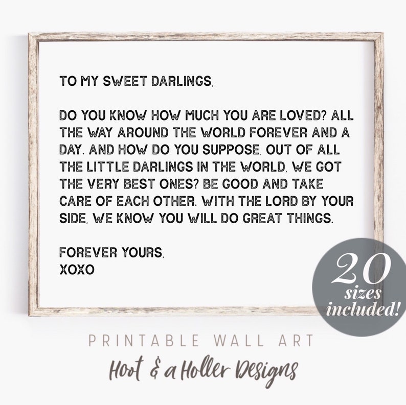 To My Sweet Darlings Printable Wall Art | Nursery Prints | Baby Shower ...