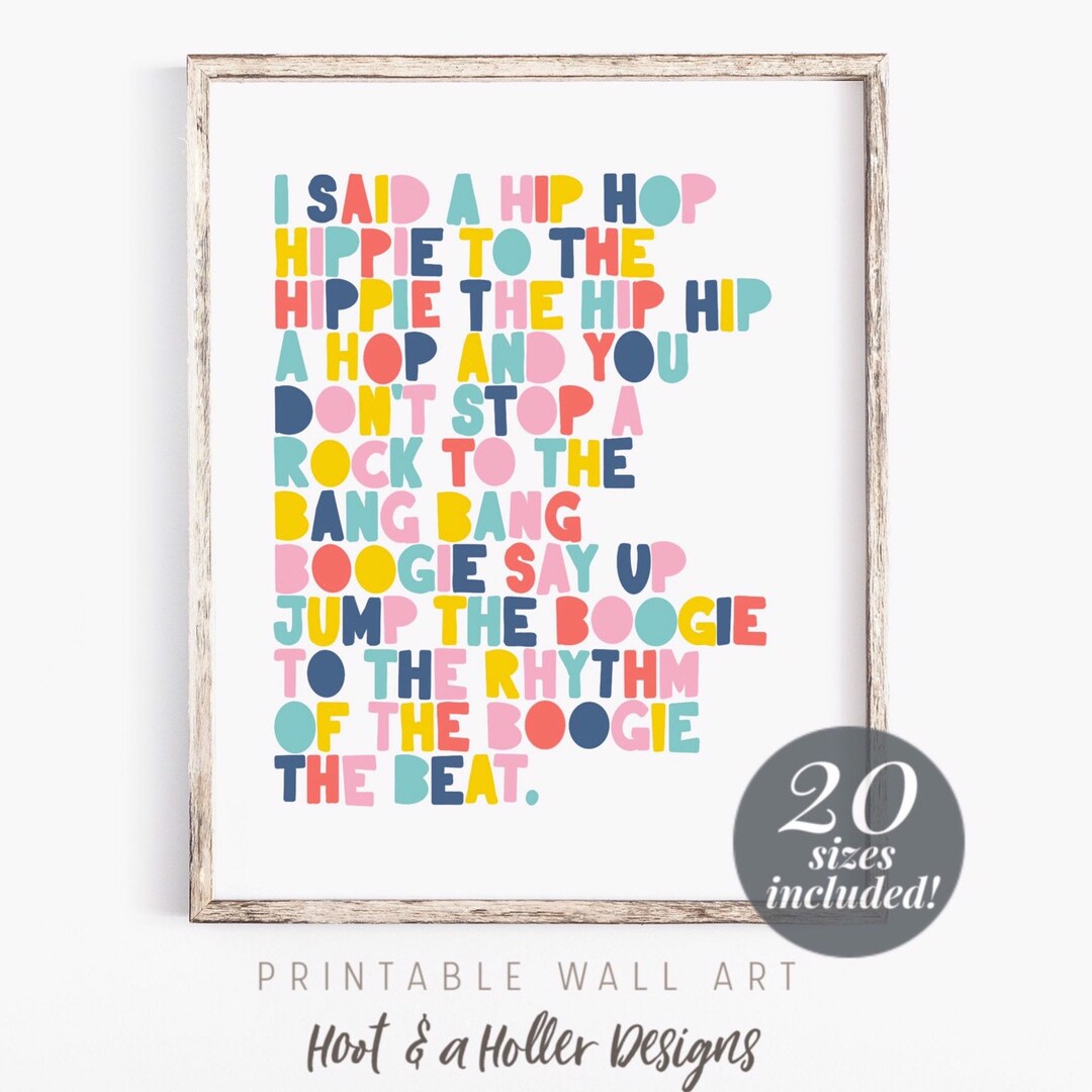 Rappers Delight Hip Hop Poster Printable Wall Art | Nursery Print ...