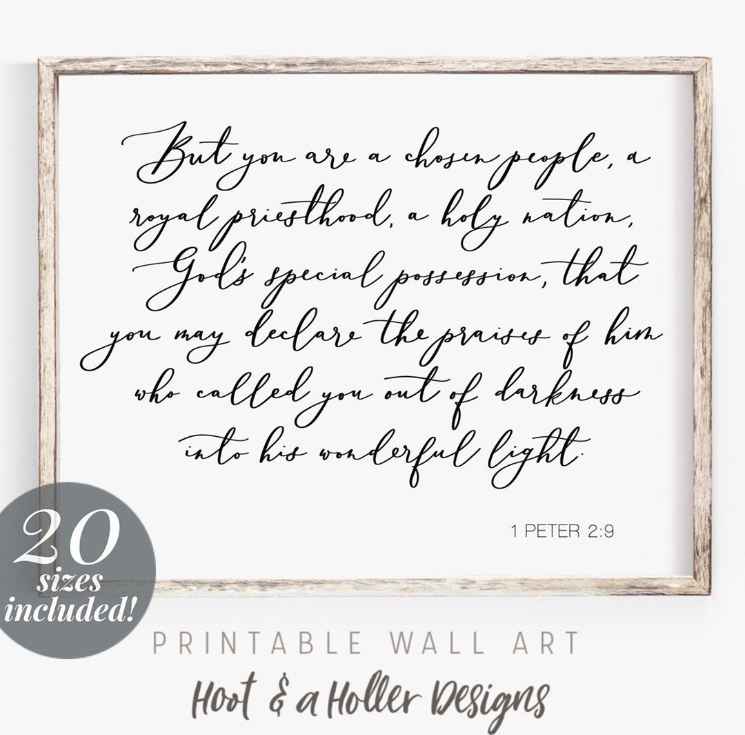 You Are A Chosen People Printable Wall Art Scripture | Bible Verse ...