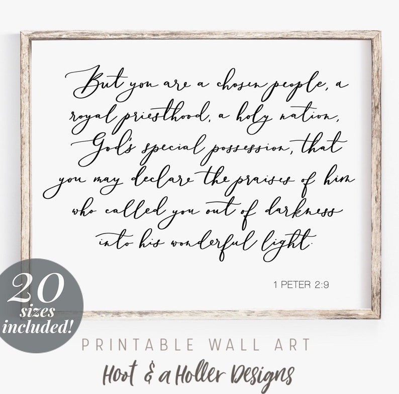 You Are A Chosen People Printable Wall Art Scripture Bible | Etsy