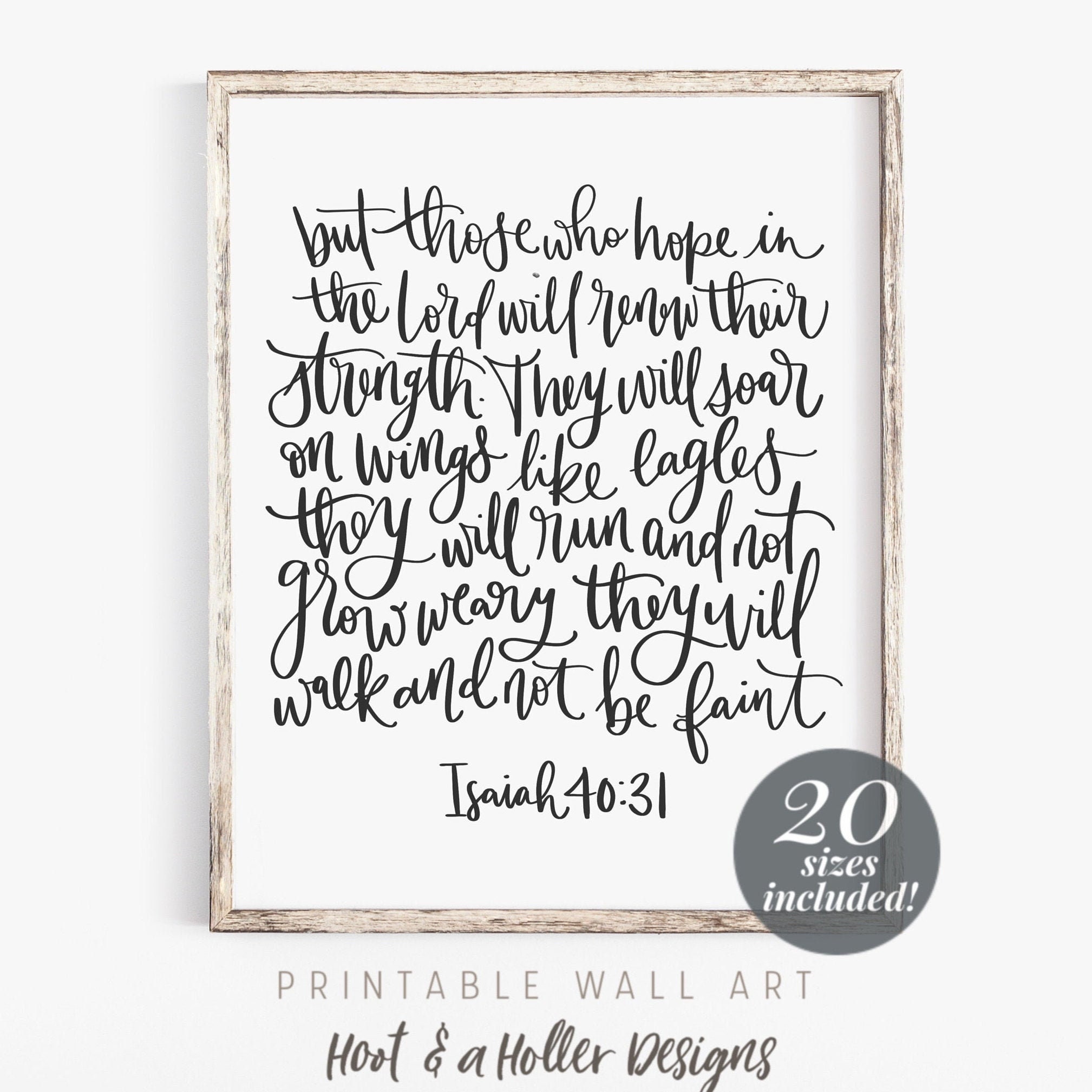 Isaiah 40:31 Printable Wall Art Scripture Those Who Hope in | Etsy