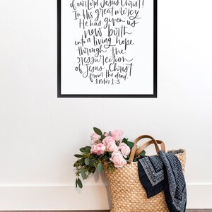 1 Peter 1:3 New Birth Into a Living Hope Printable Wall Art Scripture ...