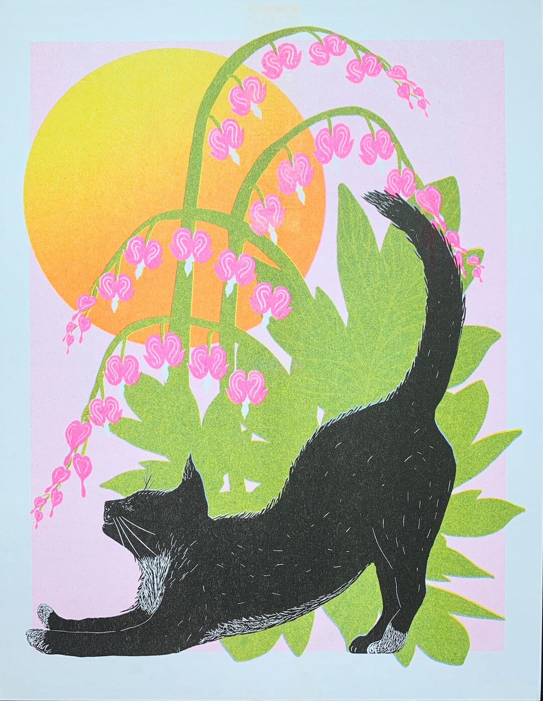 Risograph Print - Bleeding Heart Cat 8.5x11 - Etsy
