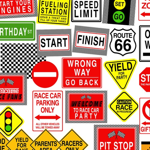 Race Car Party Signs Racing Birthday Party Printables Road - Etsy
