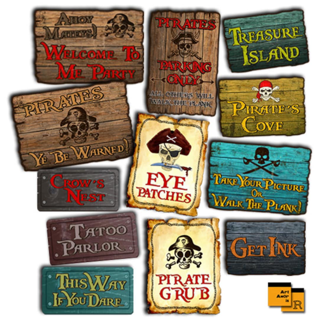 Pirate Birthday Party Signs, Pirate Captain Birthday Party Printables ...