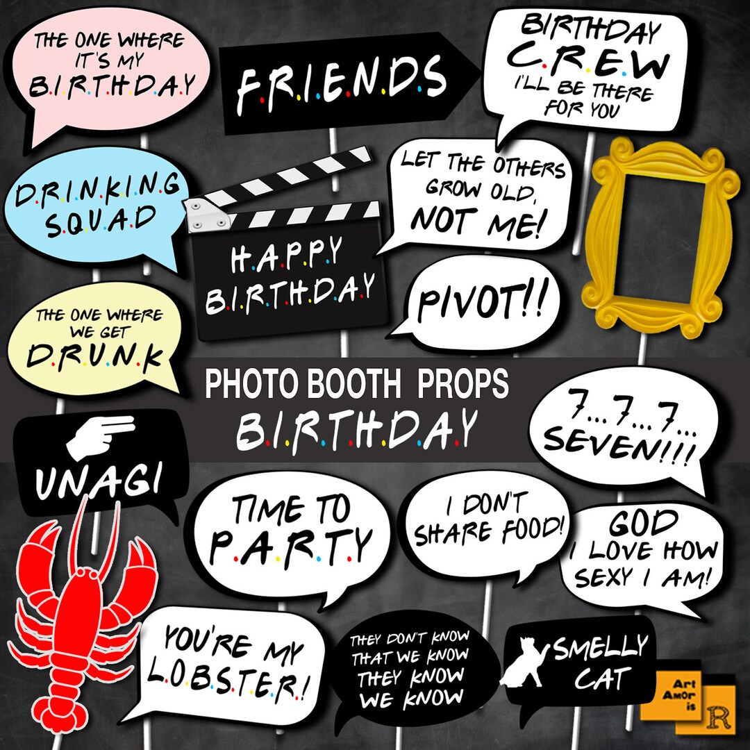 Friends Birthday Party Photo Booth Props, Adult Party Printables ...