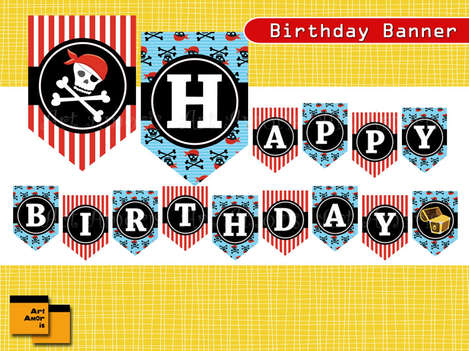 Pirates Party Banner Birthday Banner Pirate Printables | Etsy
