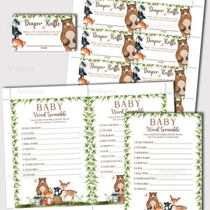 Woodland Baby Shower Games Bundle, Woodland Baby Shower Party Signs ...