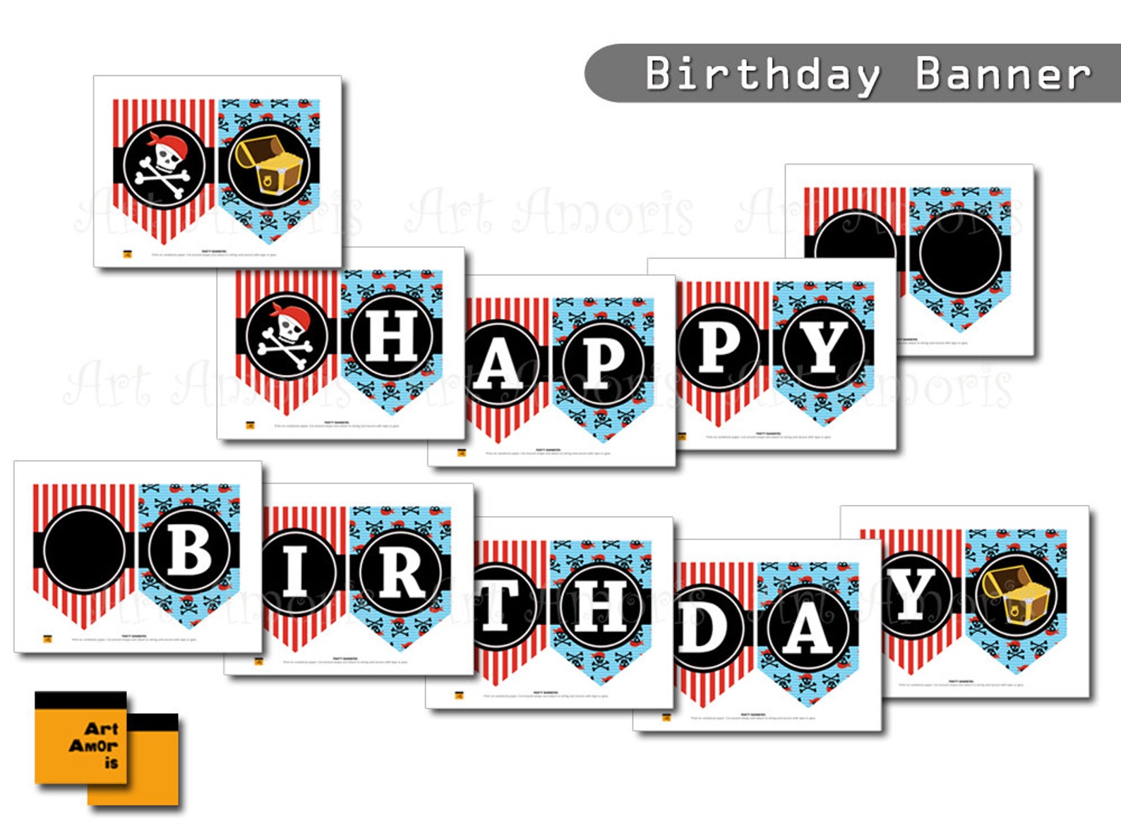 Pirates Party Banner Birthday Banner Pirate Printables | Etsy