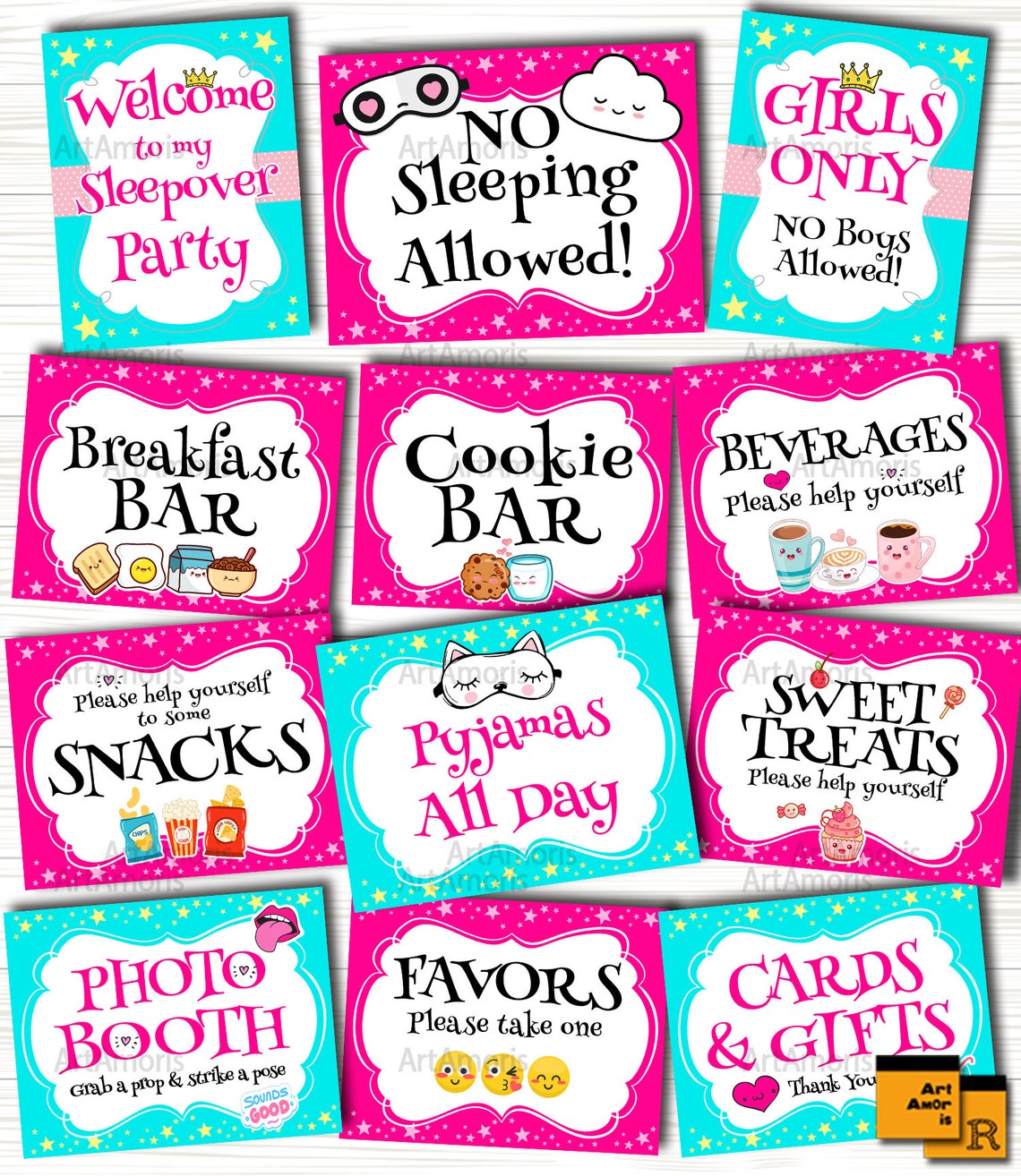 Sleepover Party Signs Pajama Party Slumber Party Birthday - Etsy