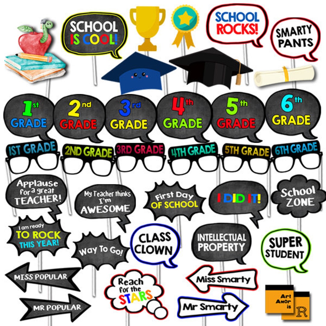 Back to School Photo Booth Props, First Day of School, Class Party ...